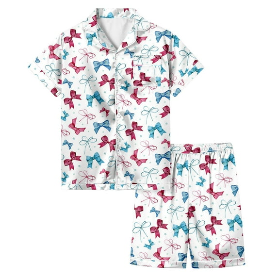 Gelikeya Silk Pajamas Kids Boys Girls Letter Printed Short Sleeved ...