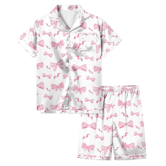 Gelikeya Silk Pajamas for Girls Valentines Lightweight Short Sleeved ...