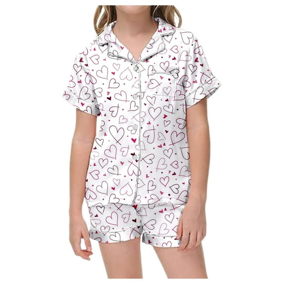 Gelikeya Silk Pajamas for Kids Letter Printed Short Sleeved Pyjama ...