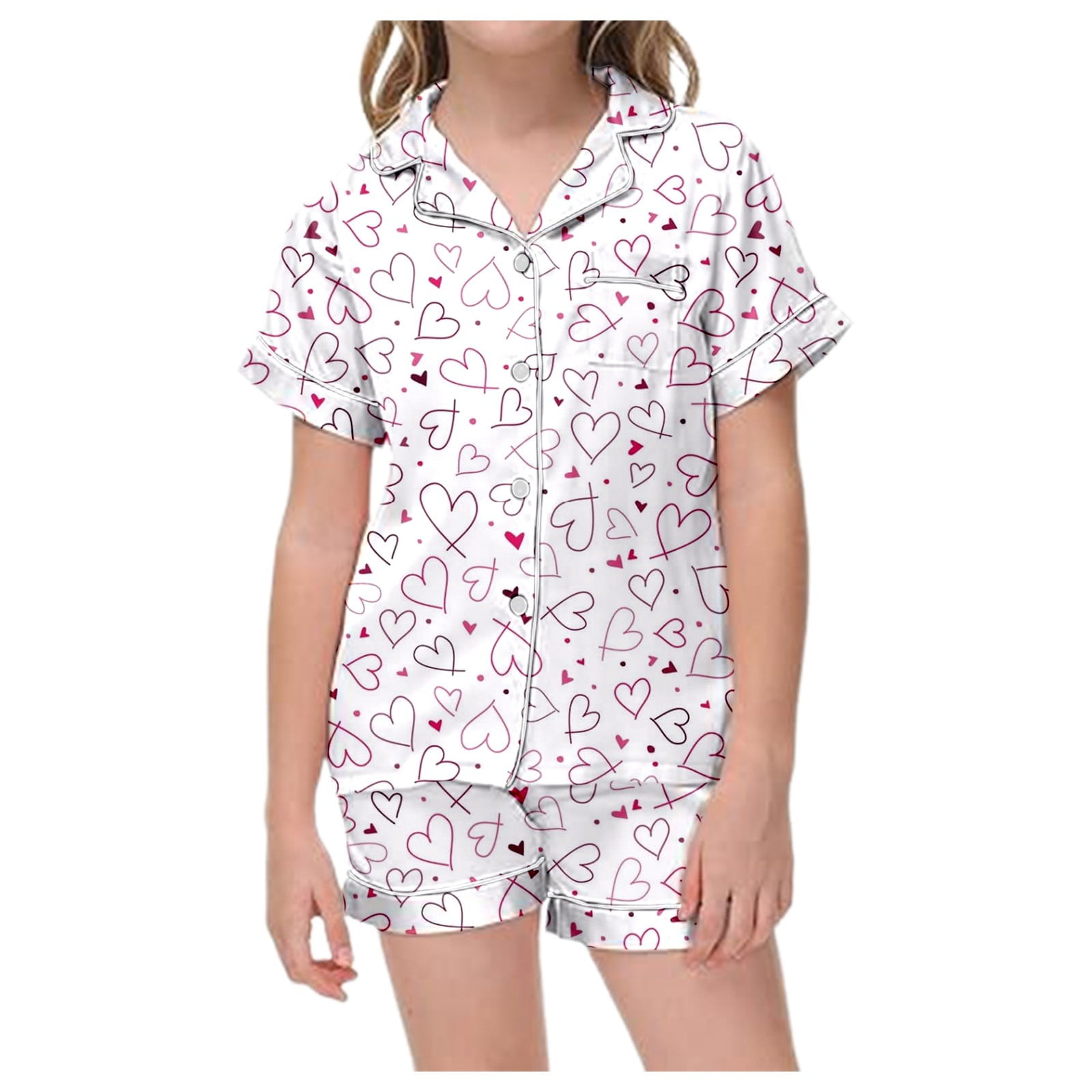 Gelikeya Silk Pajamas for Kids Valentine's Day Lightweight Short ...