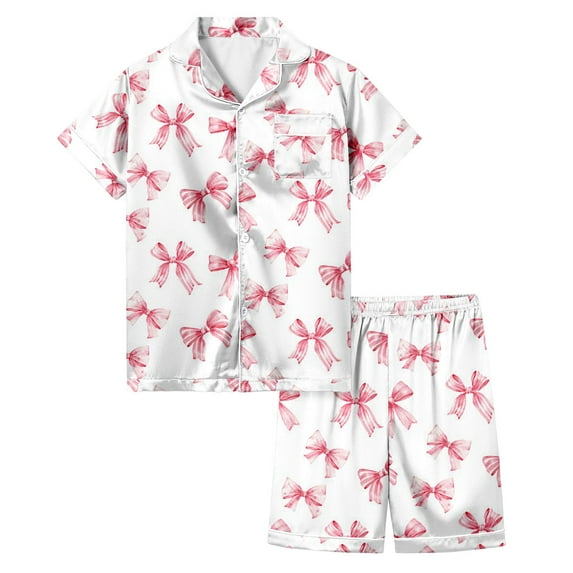 Gelikeya Silk Pajamas for Kids Valentines Button Down Pyjama Soft ...