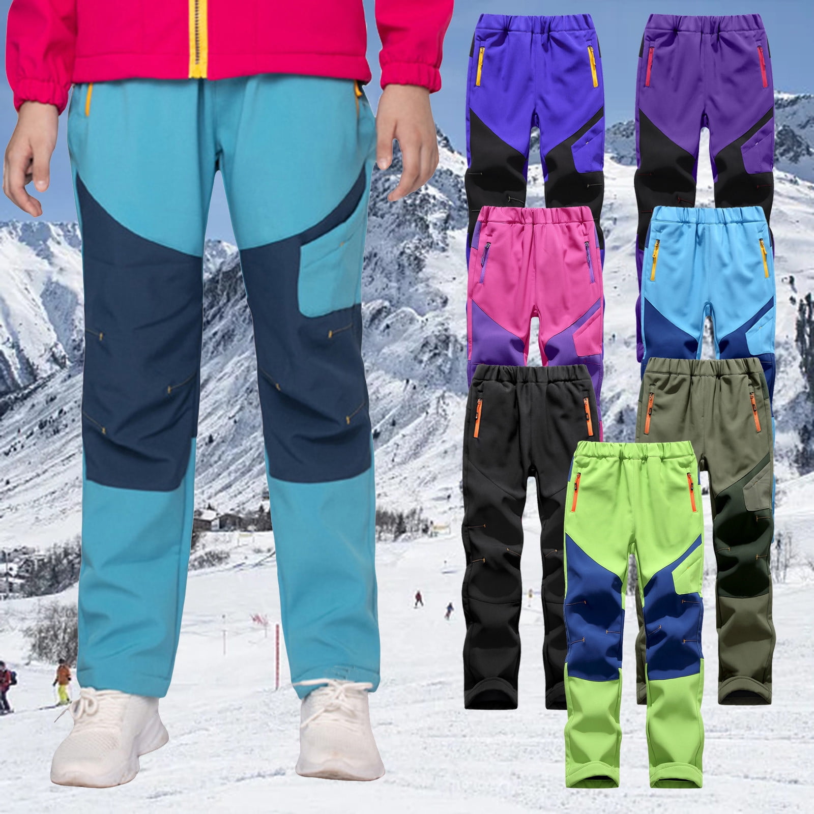 Gelikeya Snow Pants for Girls Kids Ski Pants Waterproof Insulated ...