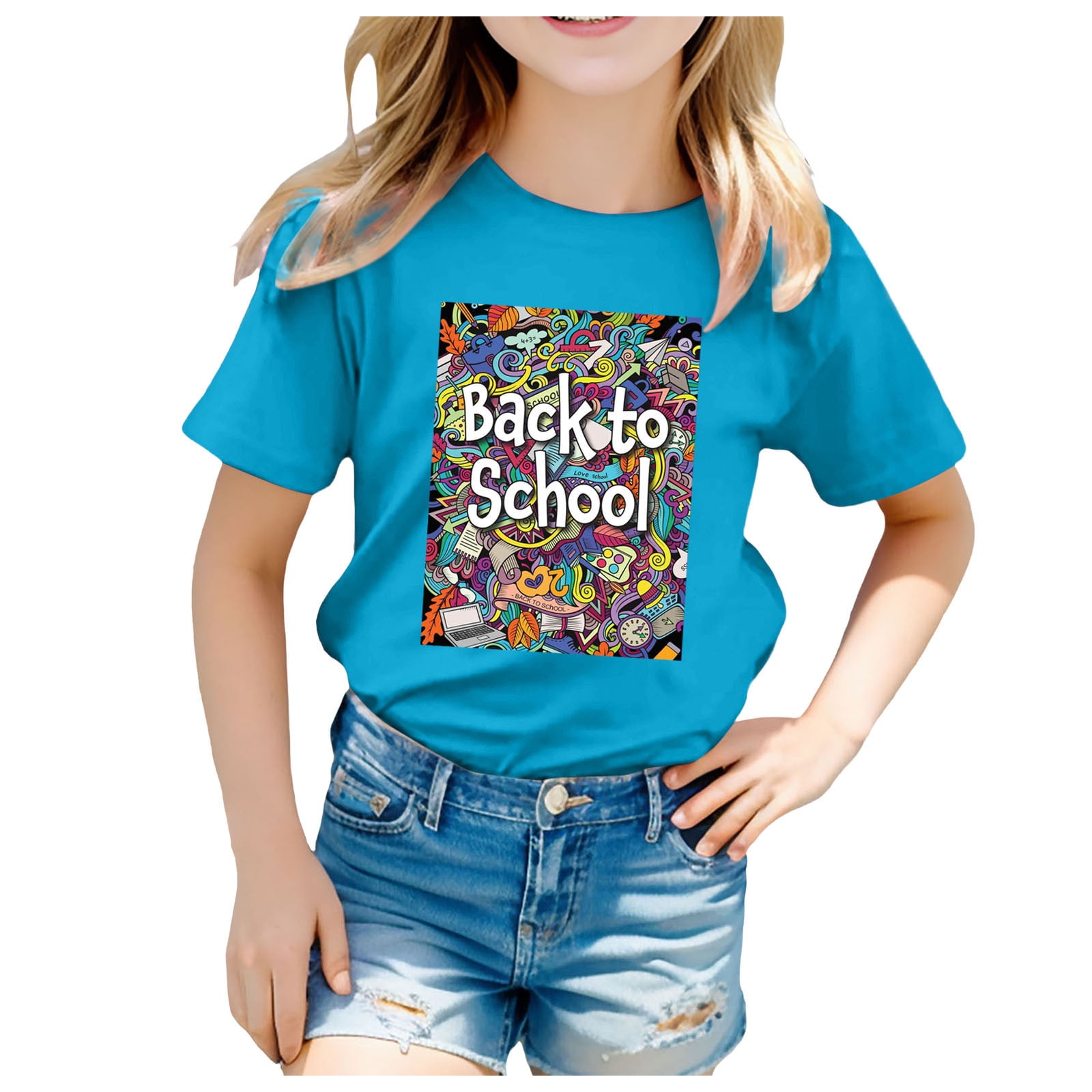 Gelikeya T Shirts for Girls Size 8-9 Sky Blue Trendy 2025 Fourth Grade ...