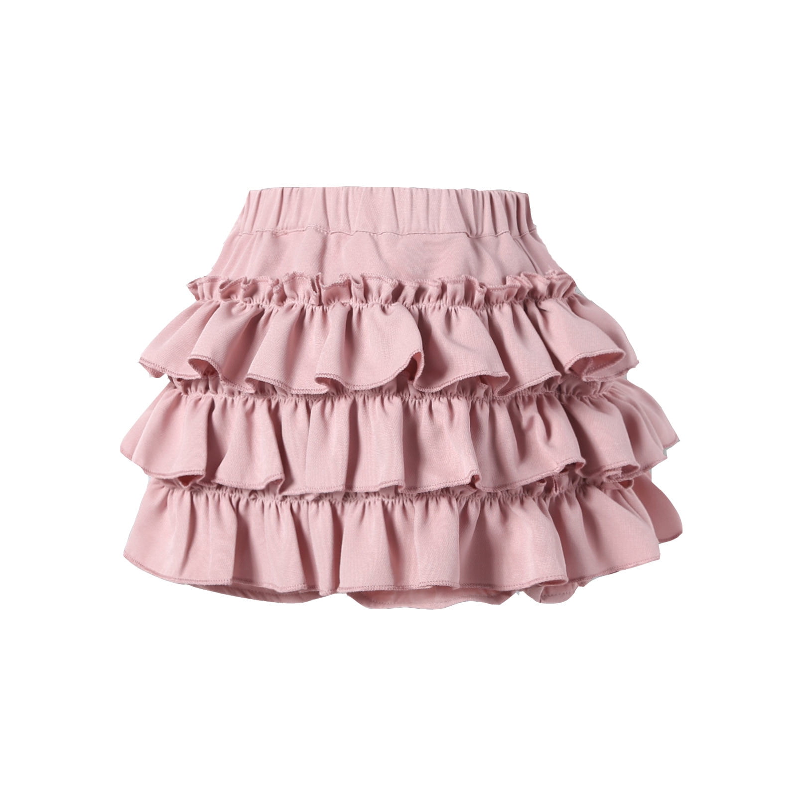 Gelikeya Tennis Skirt for Girls 10-12 Solid Color A Line Tutu Skirt Ruffle Trim Skorts ...