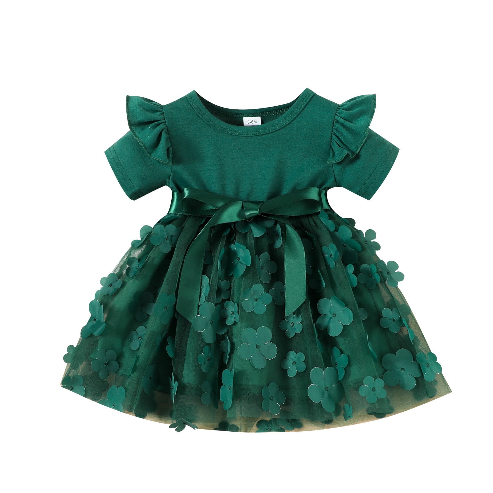 Gelikeya Toddler Easter Dresses 12-18 Months Solid Color Cute Bowknot ...