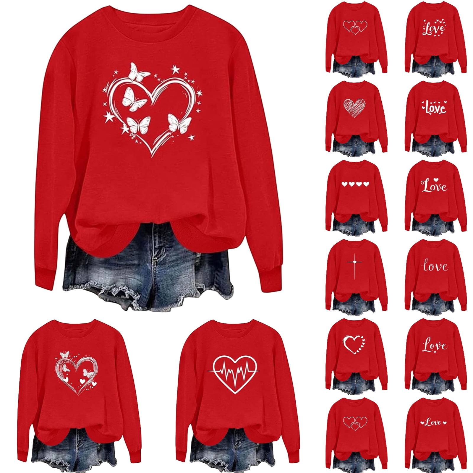 Gelikeya Toddler Kids Girls Sweatshirts Valentine's Day Fashion Cute ...