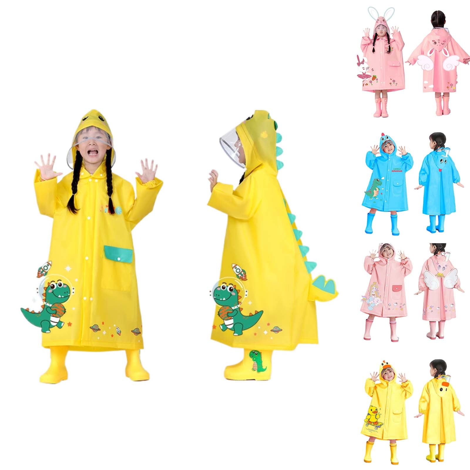 Gelikeya Toddler Rain Jacket 3-10 Years Kids Boys Girls Rain Ponchos ...