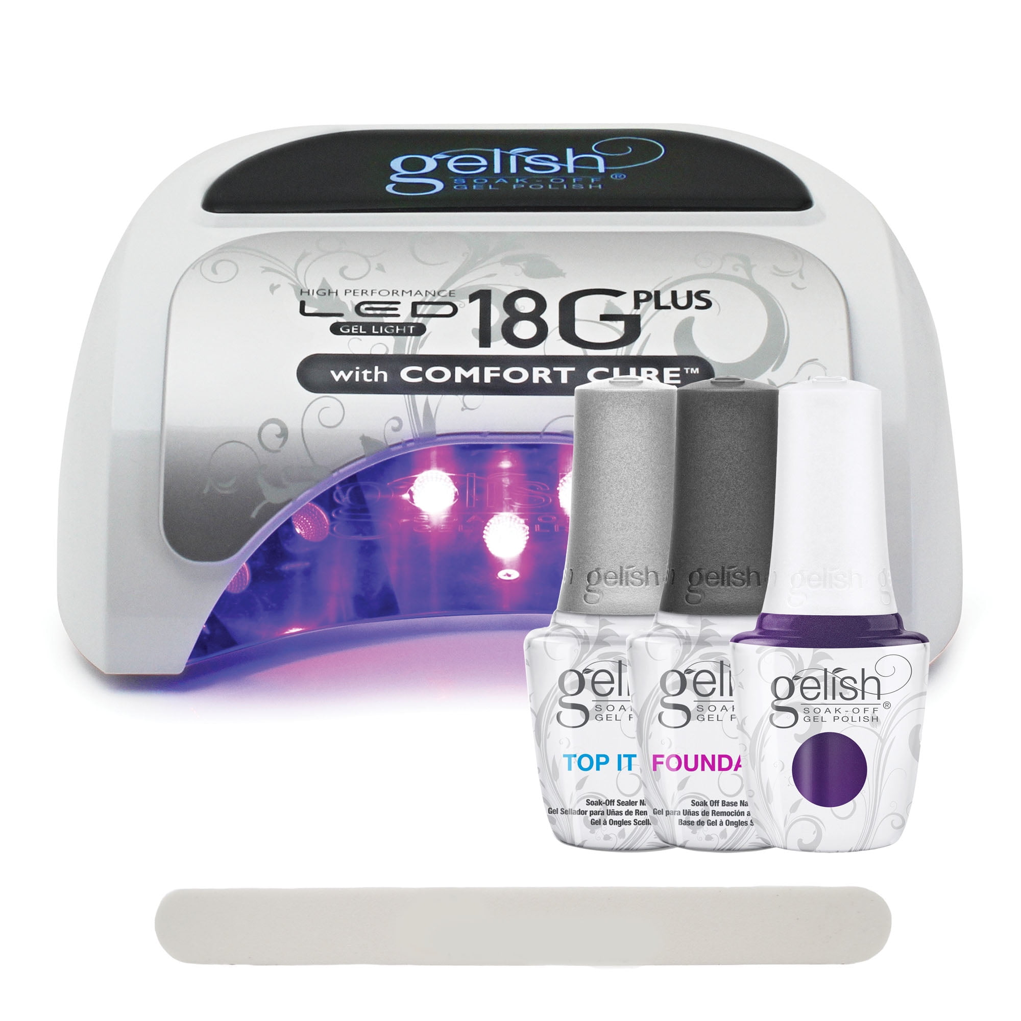 Gelish 18G Plus LED Light with Purple/Blue Pearl Soak-Off Gel Polish ...