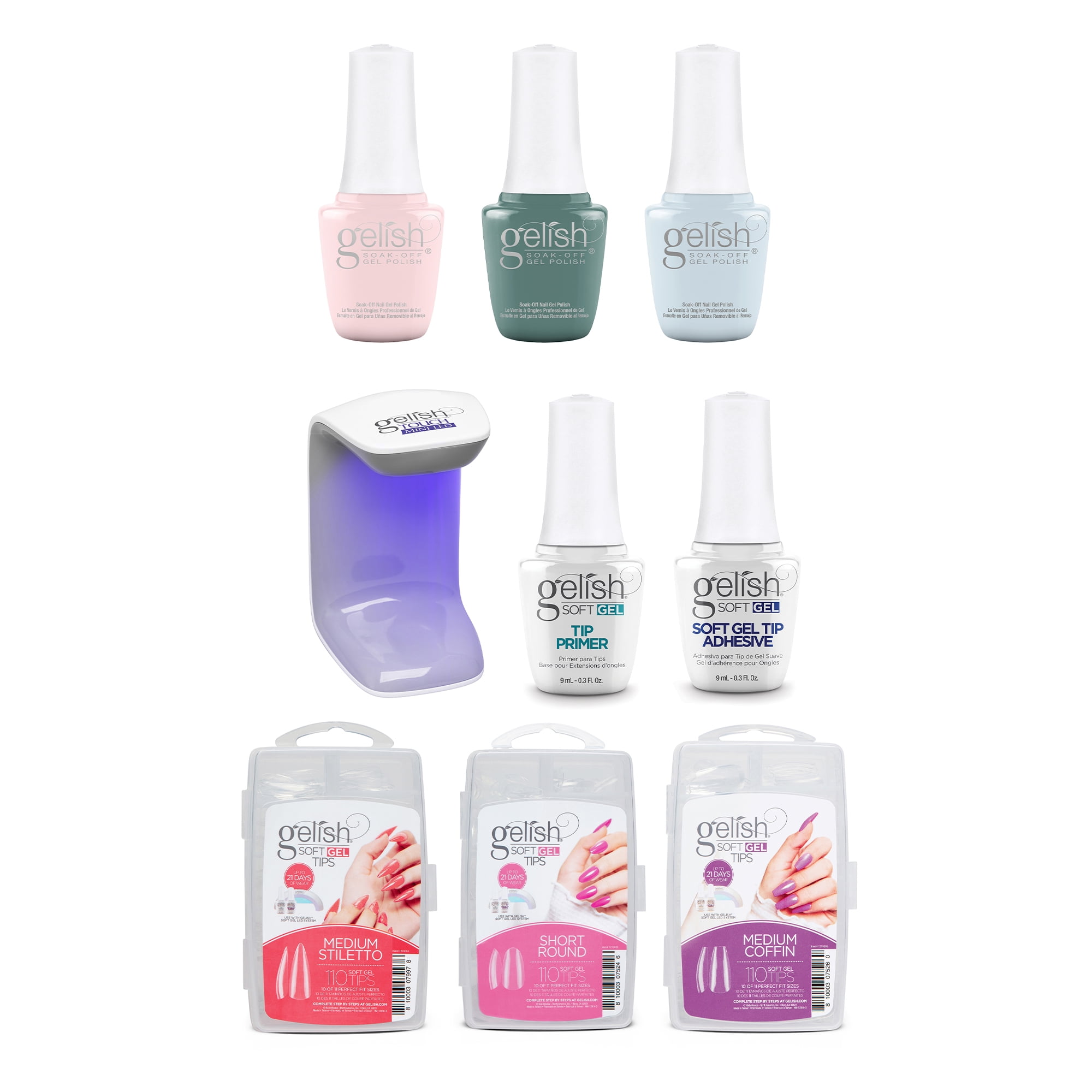 Gelish Mini Spring Full Bloom 3 Pack Polish Set w/330 Count 3 Type Nail ...