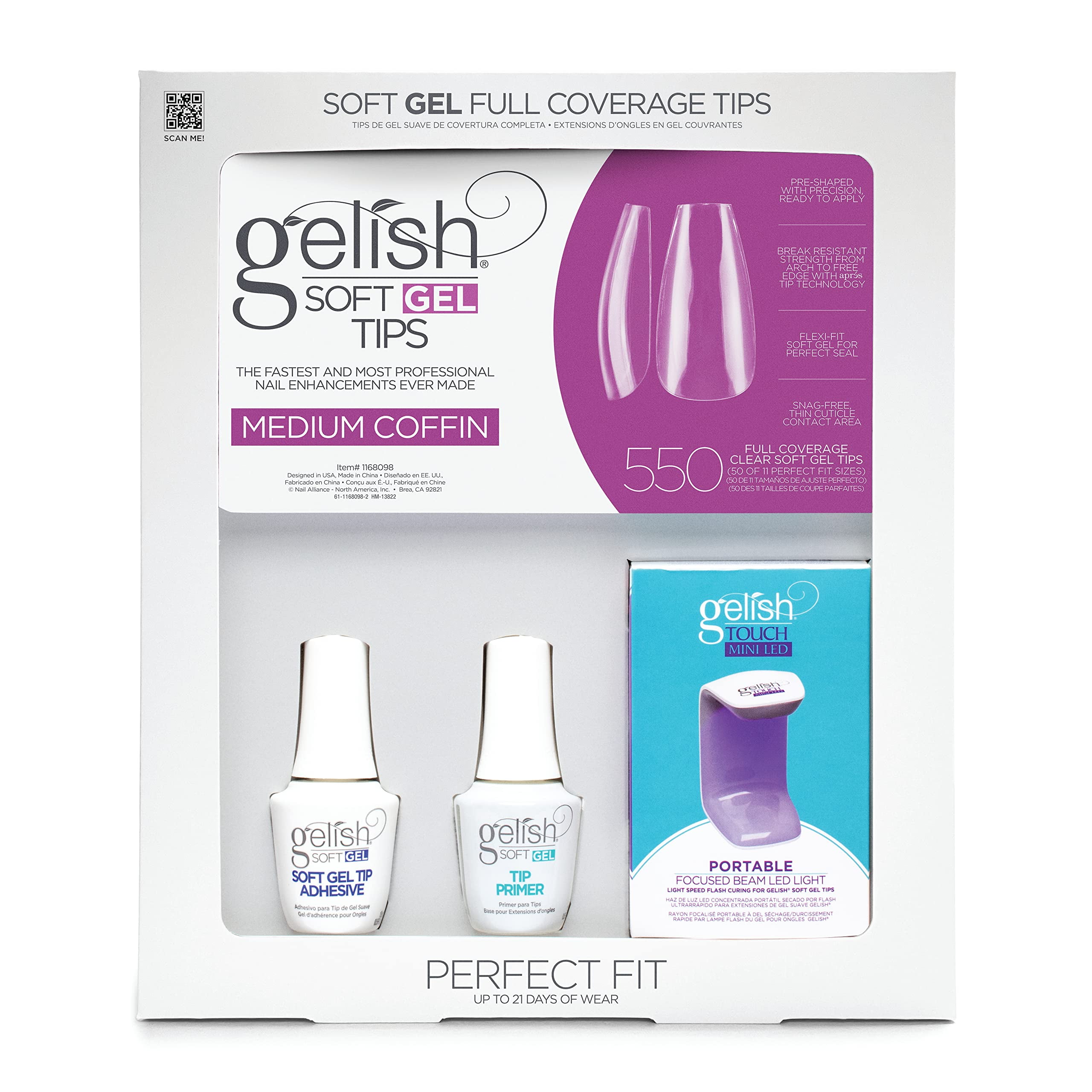 Gelish Soft Gel Intro Kits, Press On Gel Gel Tips Nail Kit, Full Nail ...