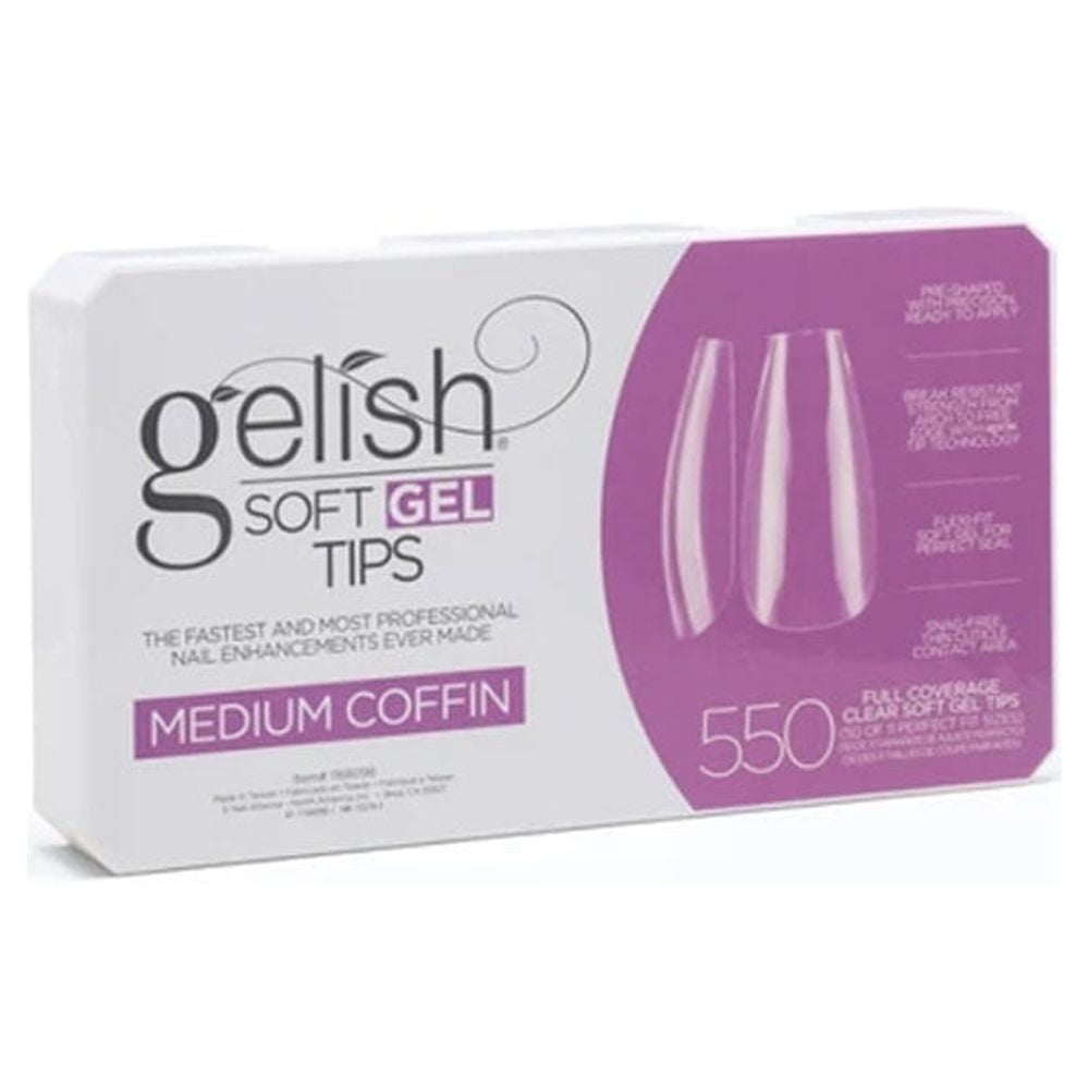 Gelish Soft Gel Tips - Medium Coffin 550 - Walmart.com