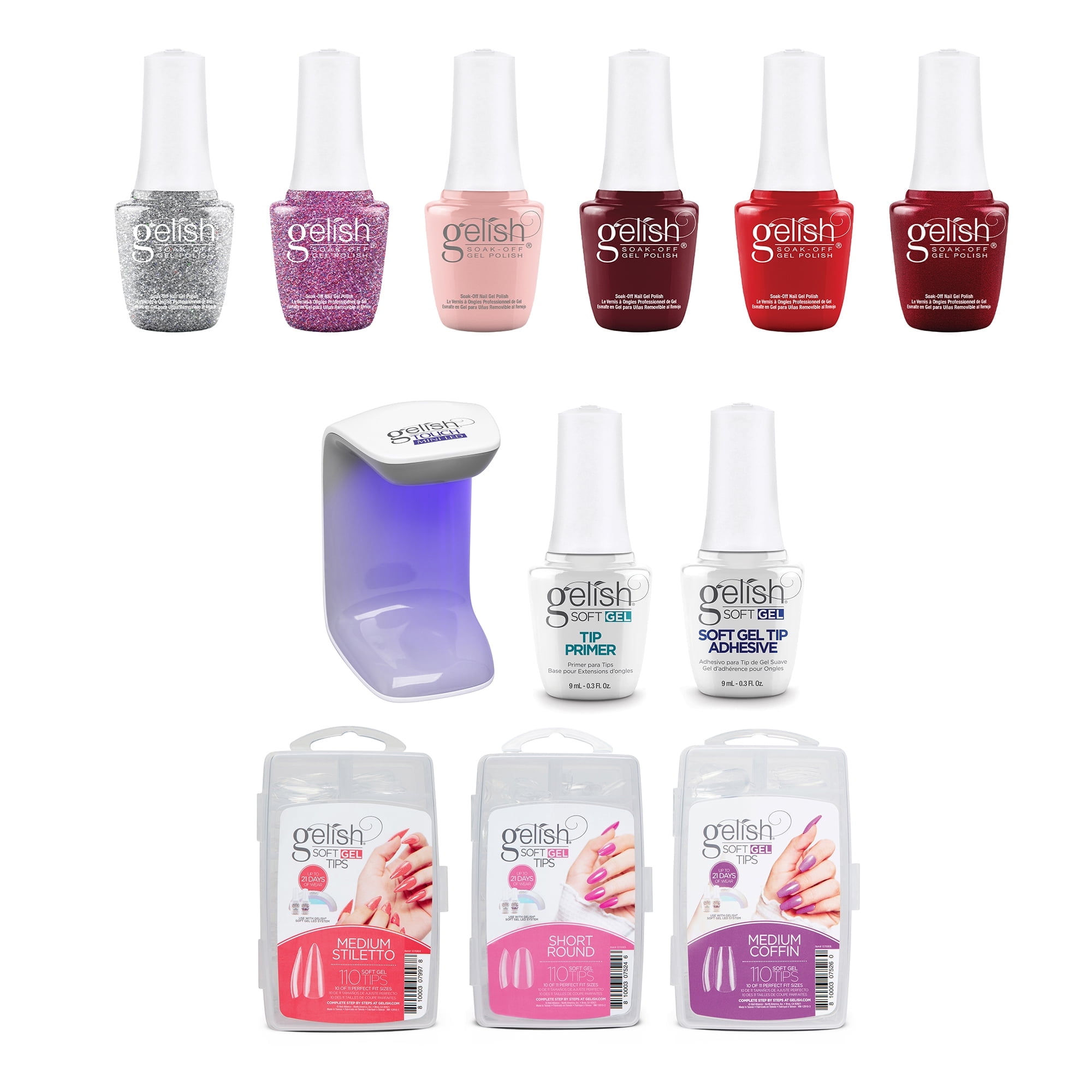 Gelish Winter Marilyn 9mL Polish Set, 6 Colors w/330 Count 3 Type Nail ...