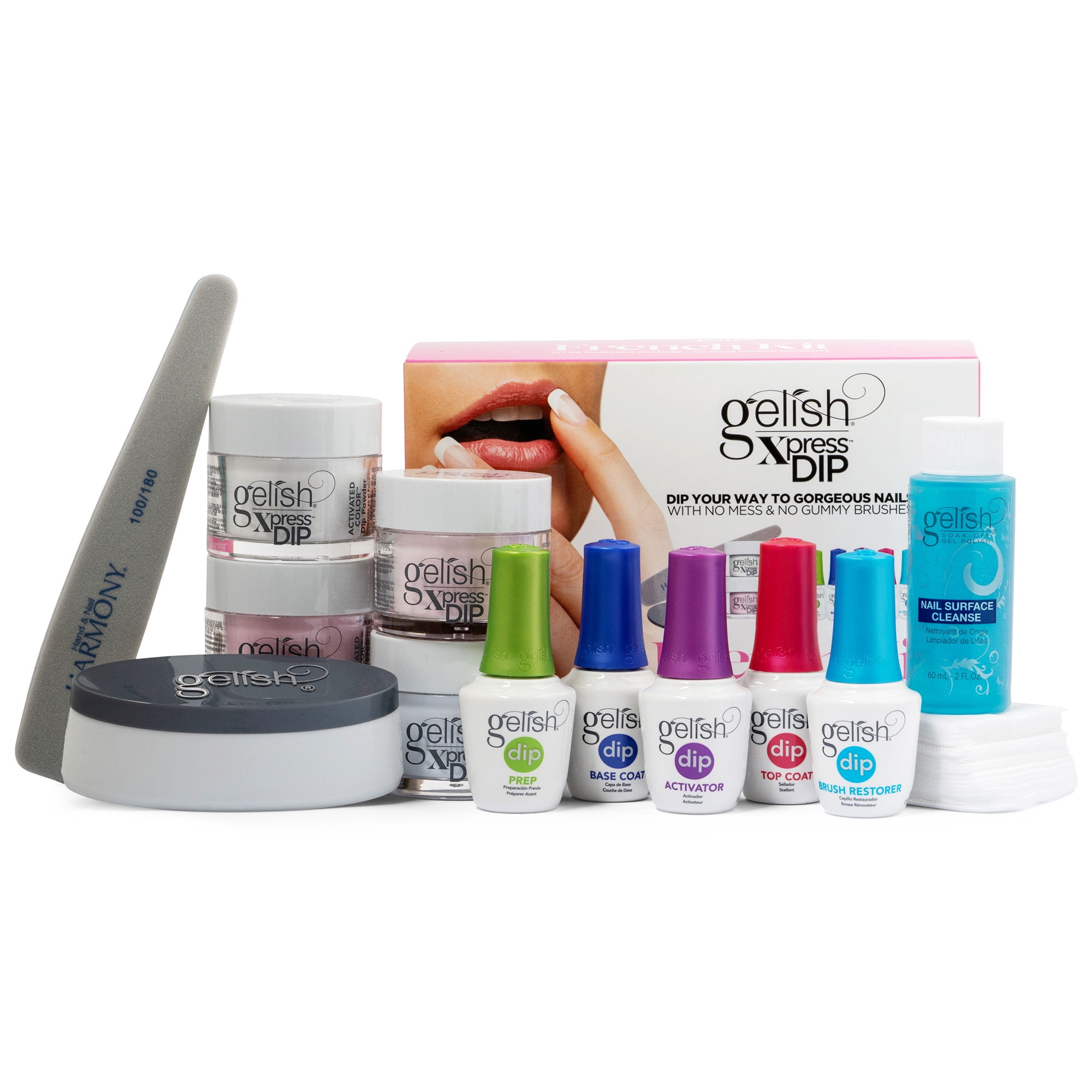 Gelish French Tip Acrylic Nail Dip Powder Kit with Base Coat, Activator ...