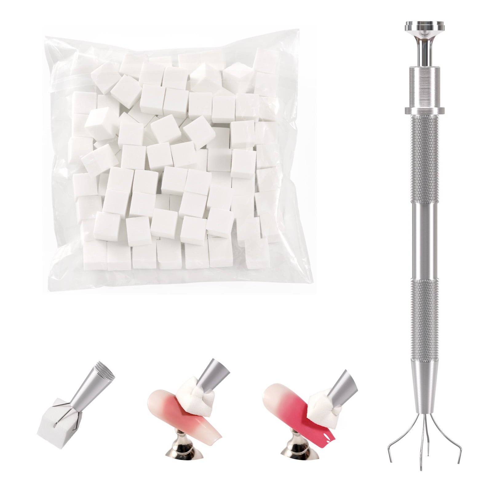 Gellen 100Pcs Soft Nail Sponges for Ombre and Grabbing Pen, White Nail ...