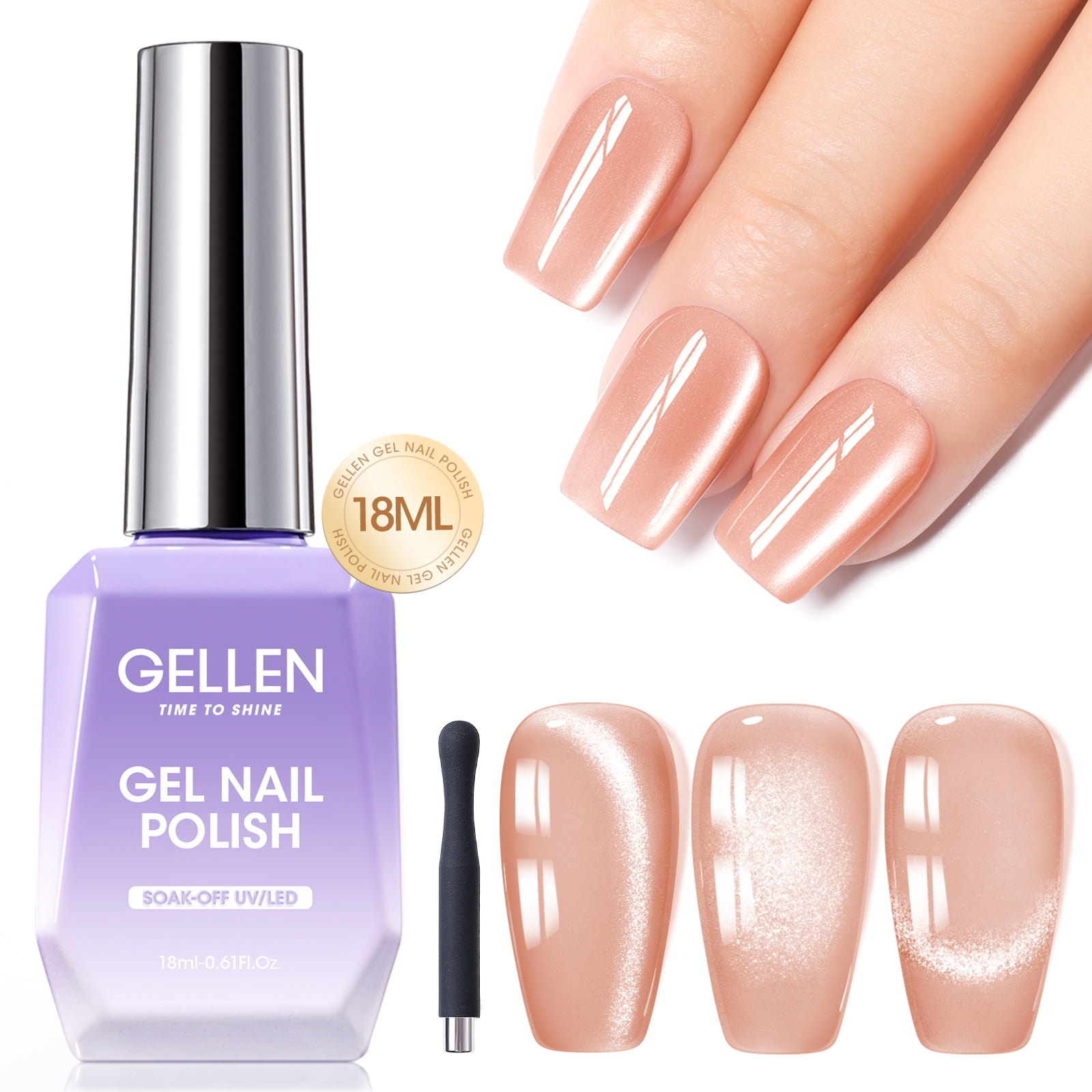 Gellen Cat Eye Gel Nail Polish, 18ml Apricot Color Gel Polish Set with ...