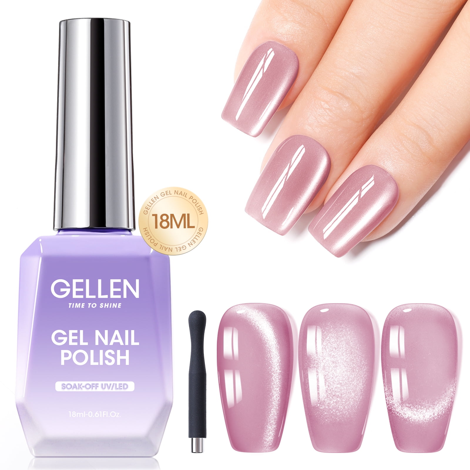 Gellen Cat Eye Gel Nail Polish, 18ml Gray Plum Color Gel Polish Set ...