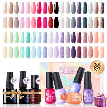 Makartt 24pcs Gel Nail Polish Kit,22 Colors Blue Green Pink Yellow ...