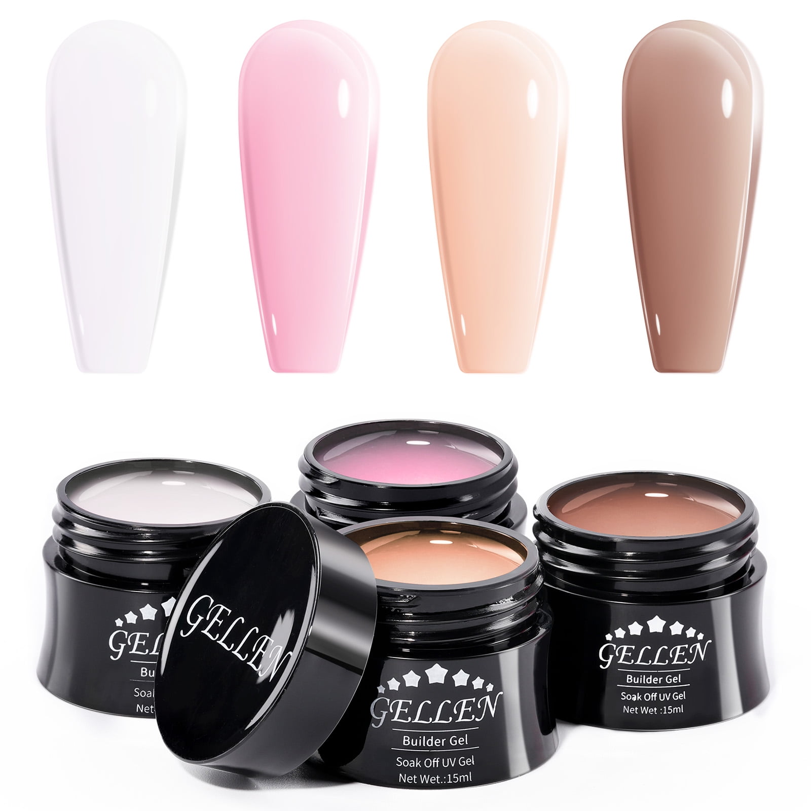Gellen Builder Nail Gel, 4 Colors Nail Extension Gel Set White, Light ...