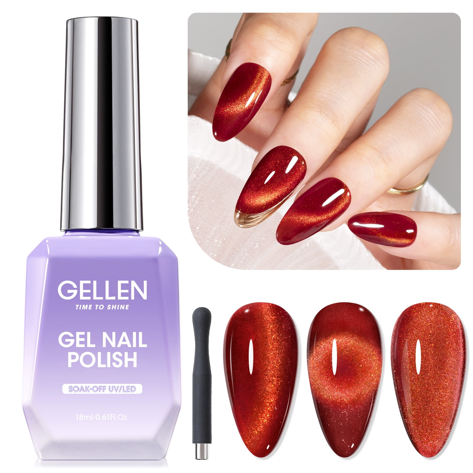 Gellen Cat Eye Gel Nail Polish, 18ml Gel Polish with Magnet Stick ...