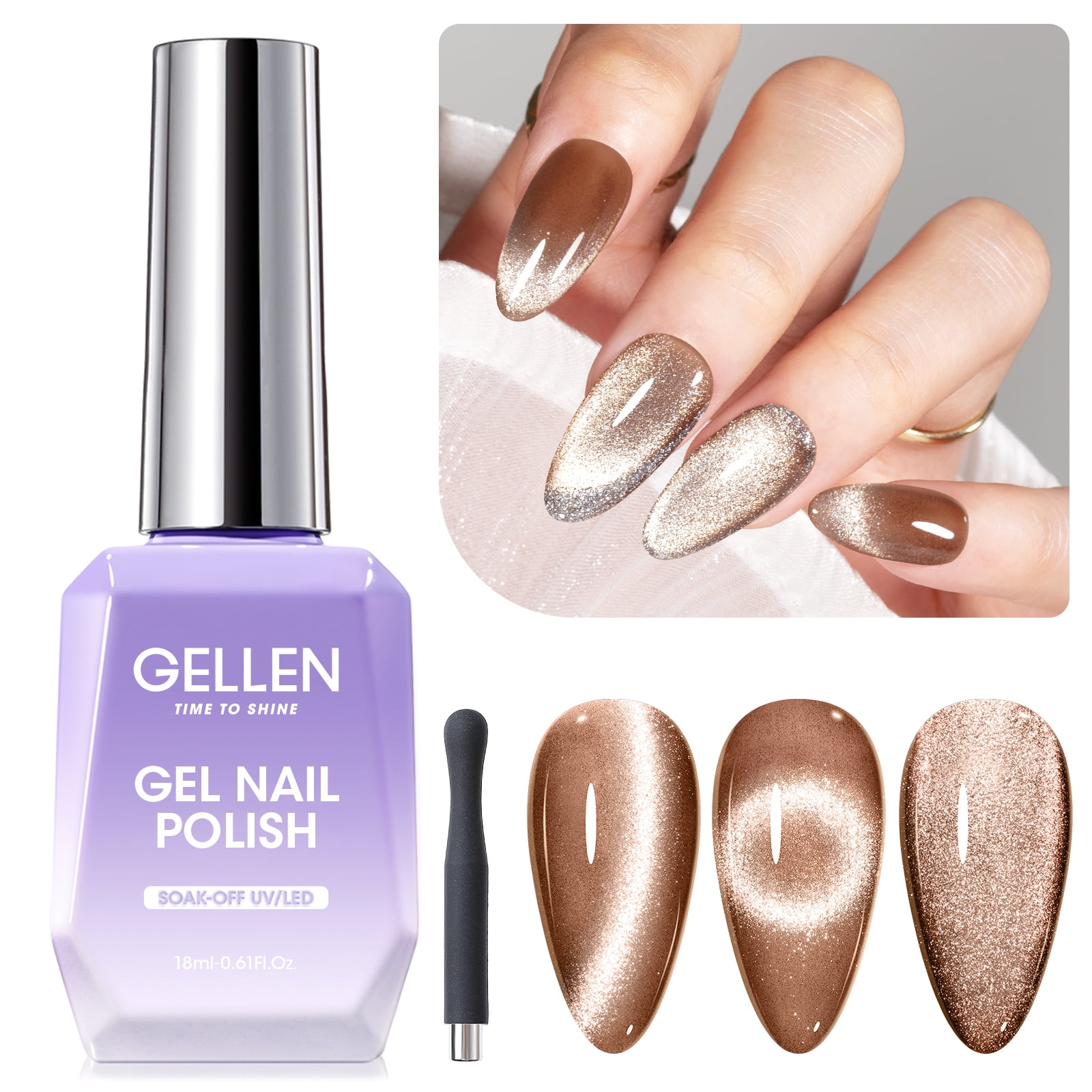 Gellen Cat Eye Gel Nail Polish, 18ml Gel Polish with Magnet Stick ...