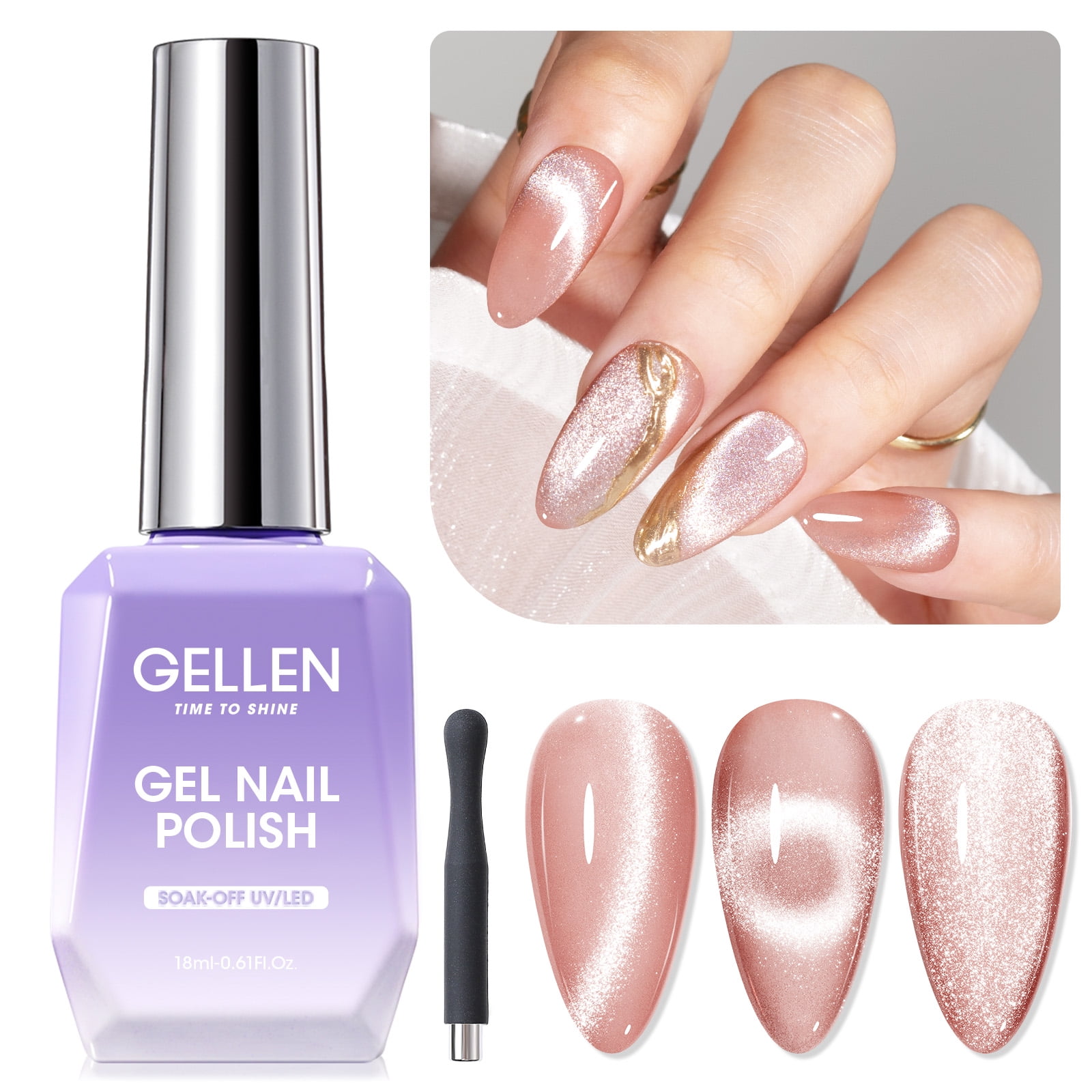 Gellen Cat Eye Gel Nail Polish, 18ml Gel Polish with Magnet Stick ...