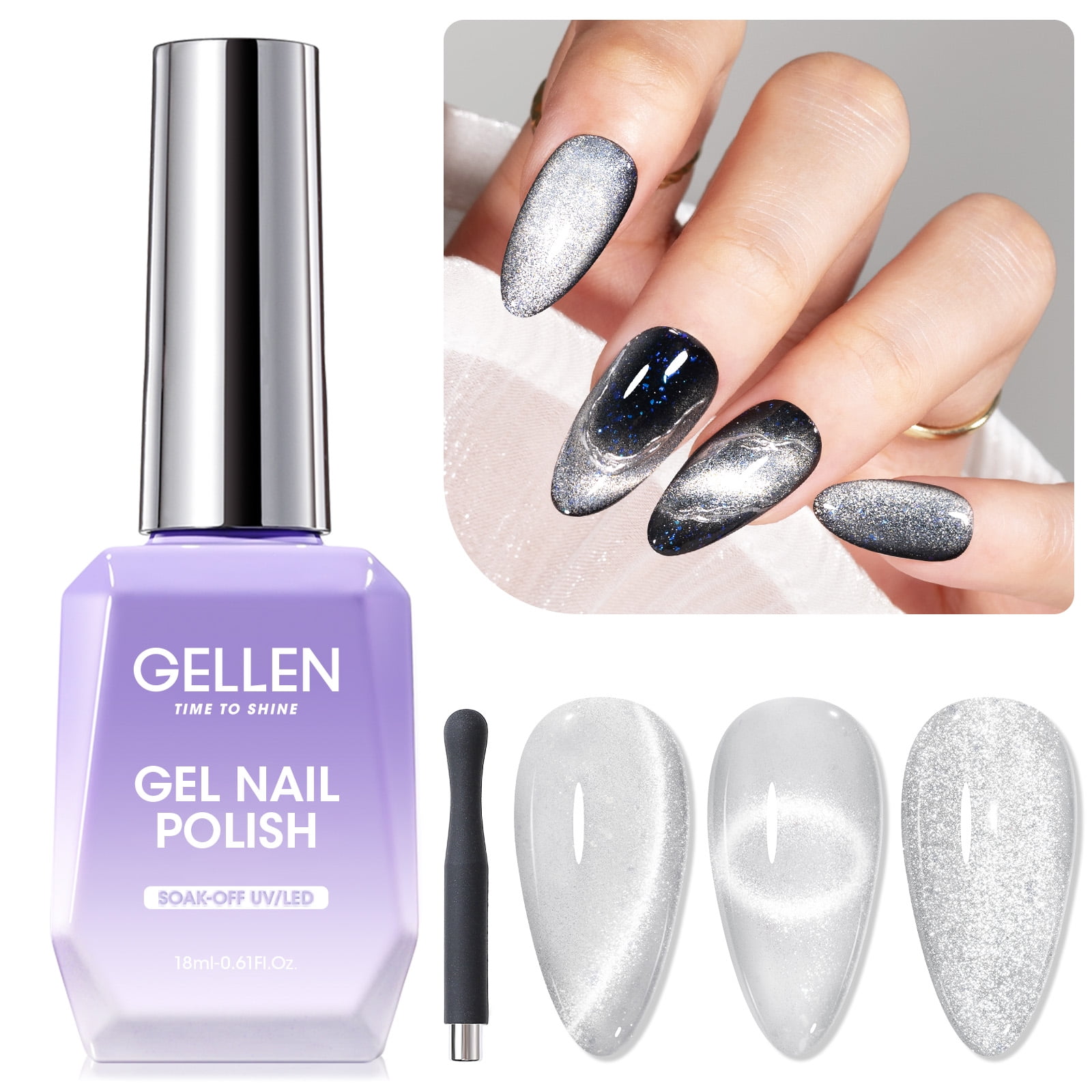 Gellen Cat Eye Gel Nail Polish, 18ml Gel Polish with Magnet Stick ...
