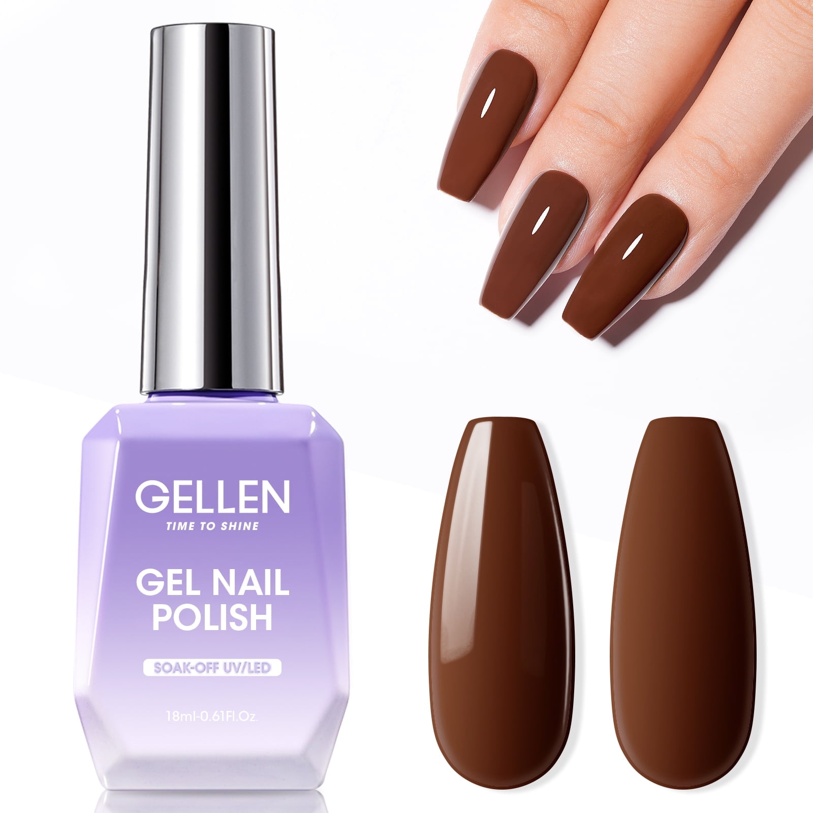 Gellen Gel Nail Polish, 18ml Brown Chocolate Nail Polish Soak Off UV ...