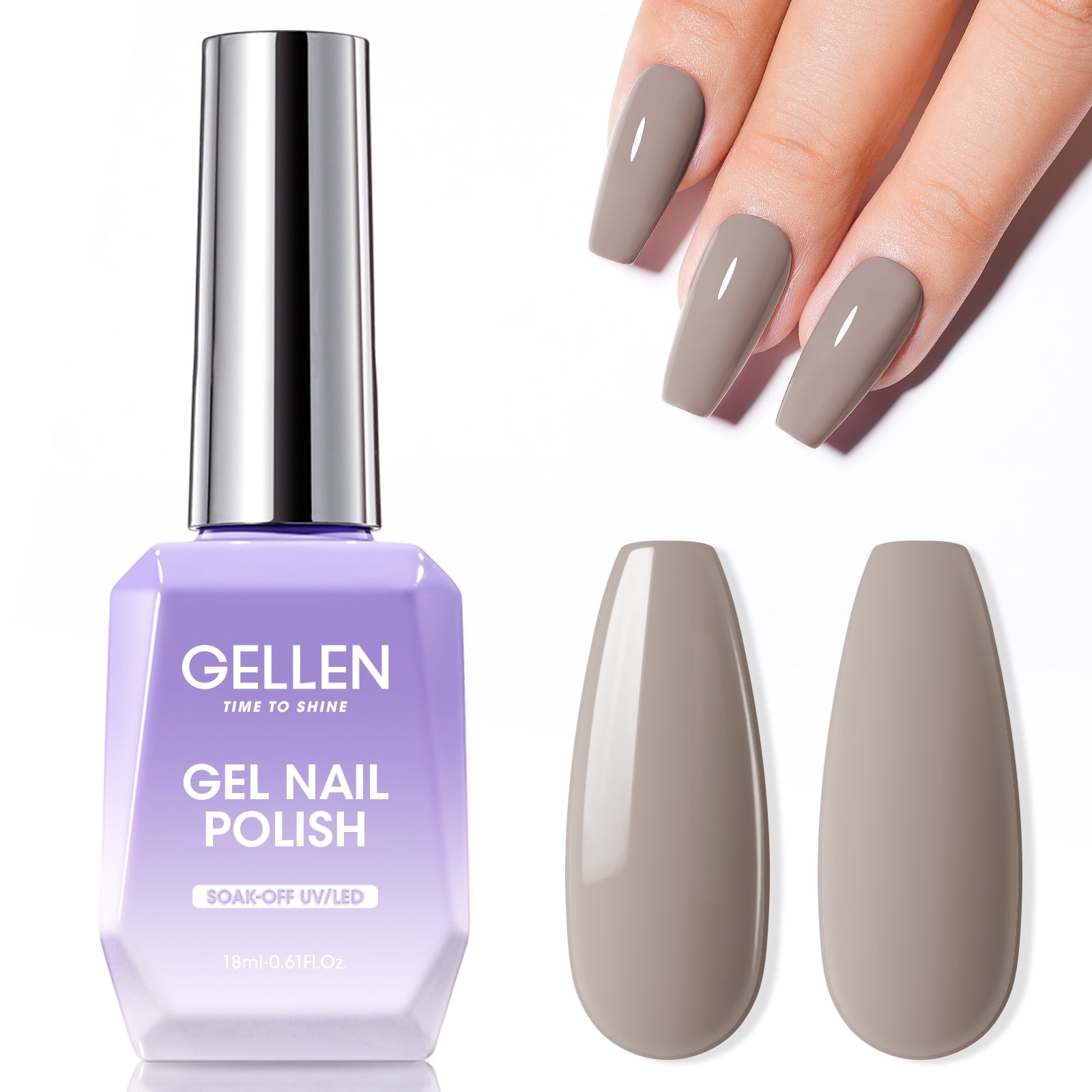 Gellen Gel Nail Polish, 18ml Chic Gray Nail Polish Soak Off UV LED Nail Gel Polish Nail Art ...