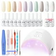 Gellen Gel Nail Polish Starter Kit with UV Lamp, 10 Colors Macaron ...