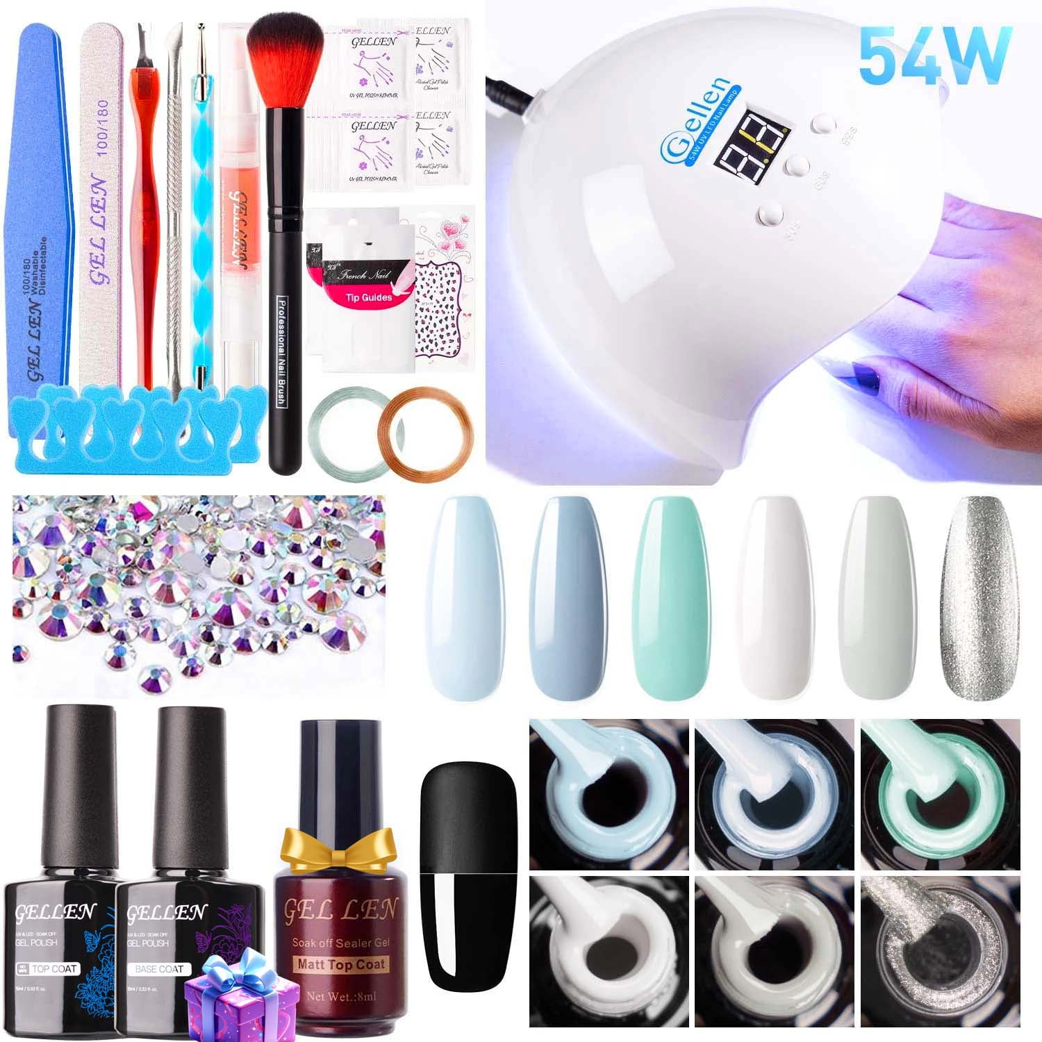 Gellen Professional Complete Gel Nail Polish Starter Kit with 6 Colors ...