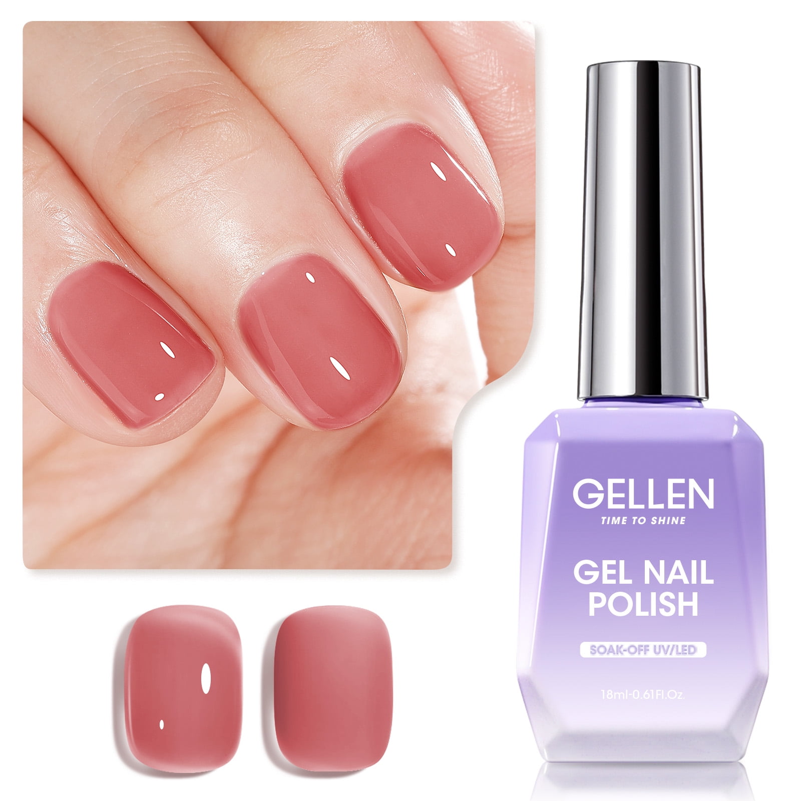 Gellen Jelly Gel Nail Polish, 18ML Sheer Dark Pink Gel Polish UV Light Soak off Translucent Nail ...