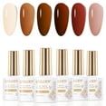 Gellen UV Jelly Gel Nail Polish Kit, 6 Transparent Brown Red Colors Set ...