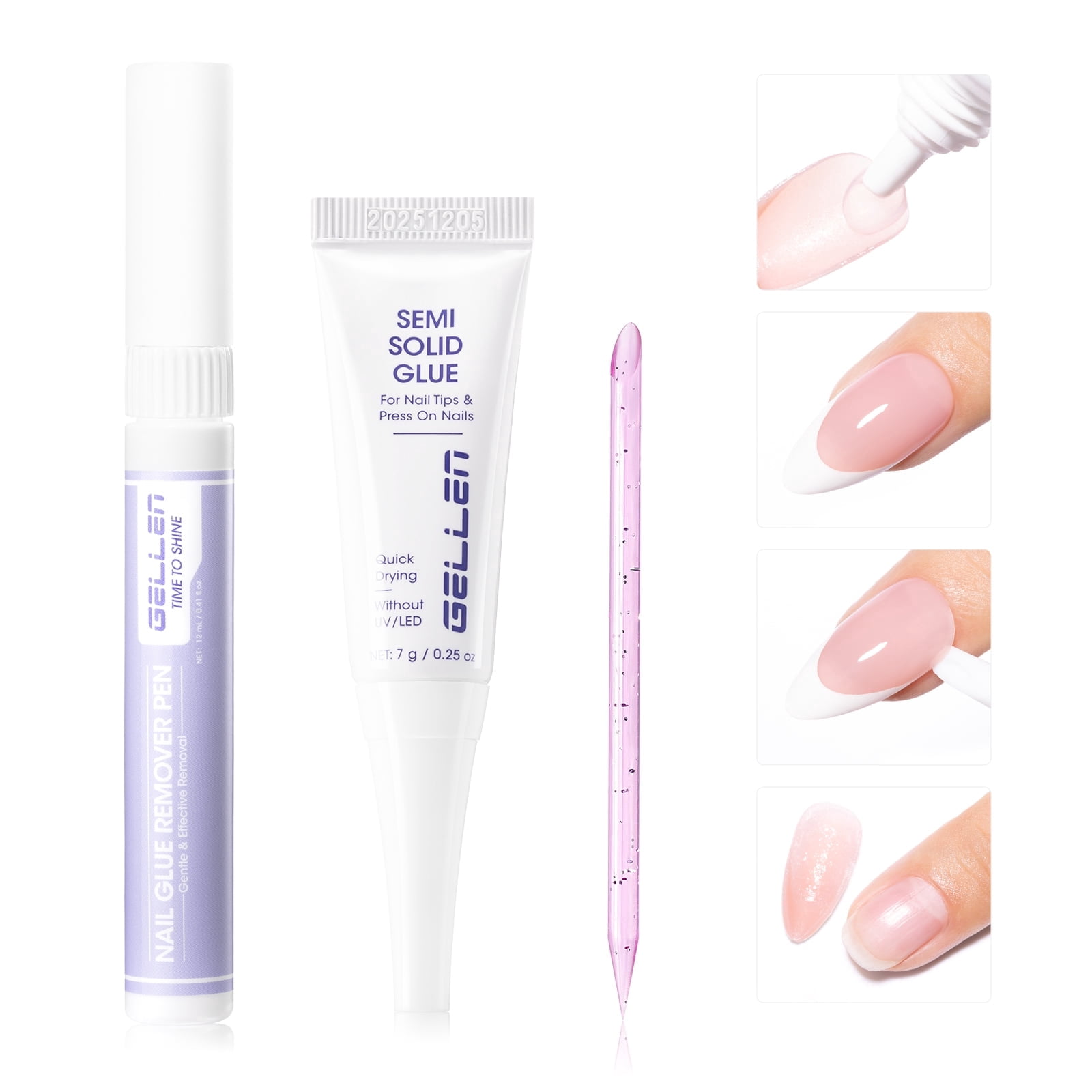 Gellen Lamp-Free Semi Solid Nail Glue for Press on Nails, Soak off Gel ...