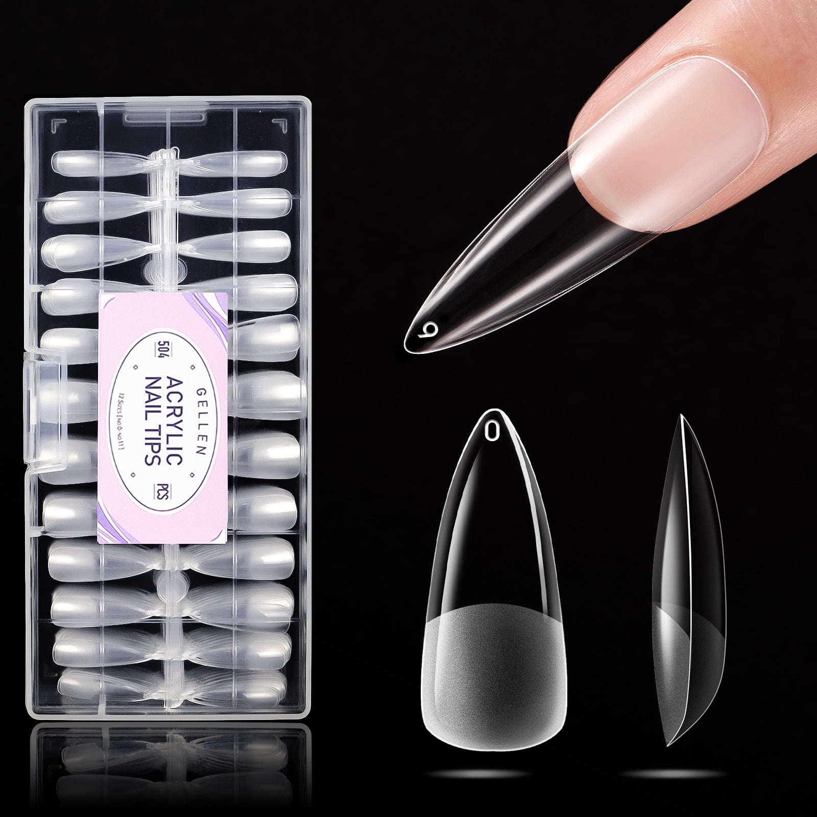 Gellen Long Stiletto Fake Nail Tips for Press on Nails, 504Pcs Soft Gel ...