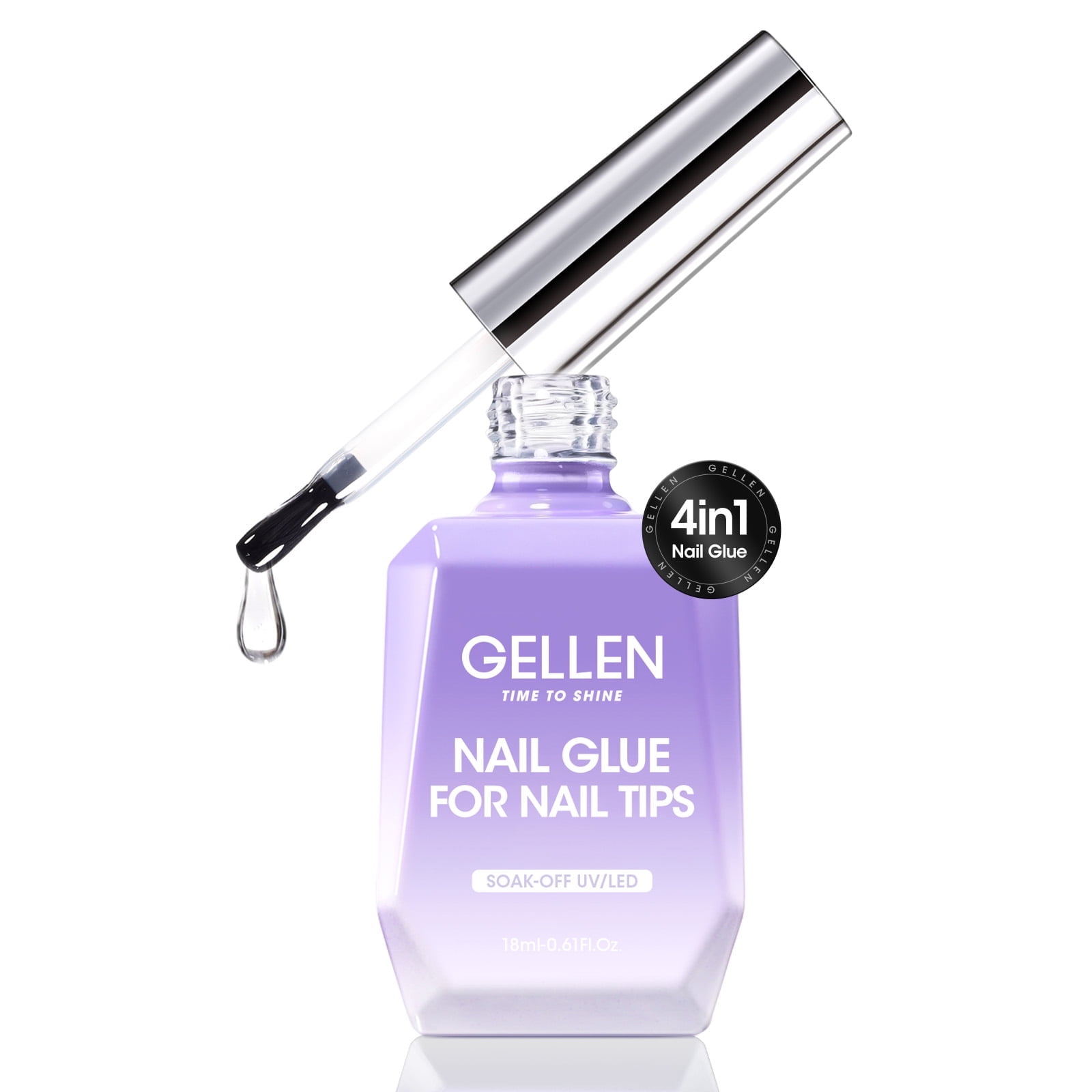 Gellen Nail Glue Gel 18ML 4-in-1 UV Light Needed Base Tips Rhinestone ...