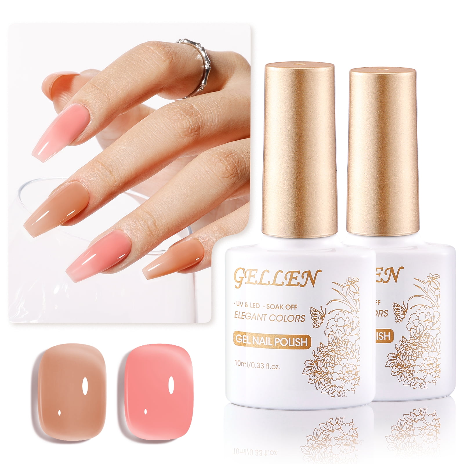 Gellen Nude Gel Nail Polish and Pastel Pink Gel Polish, 10ml Sparkle ...