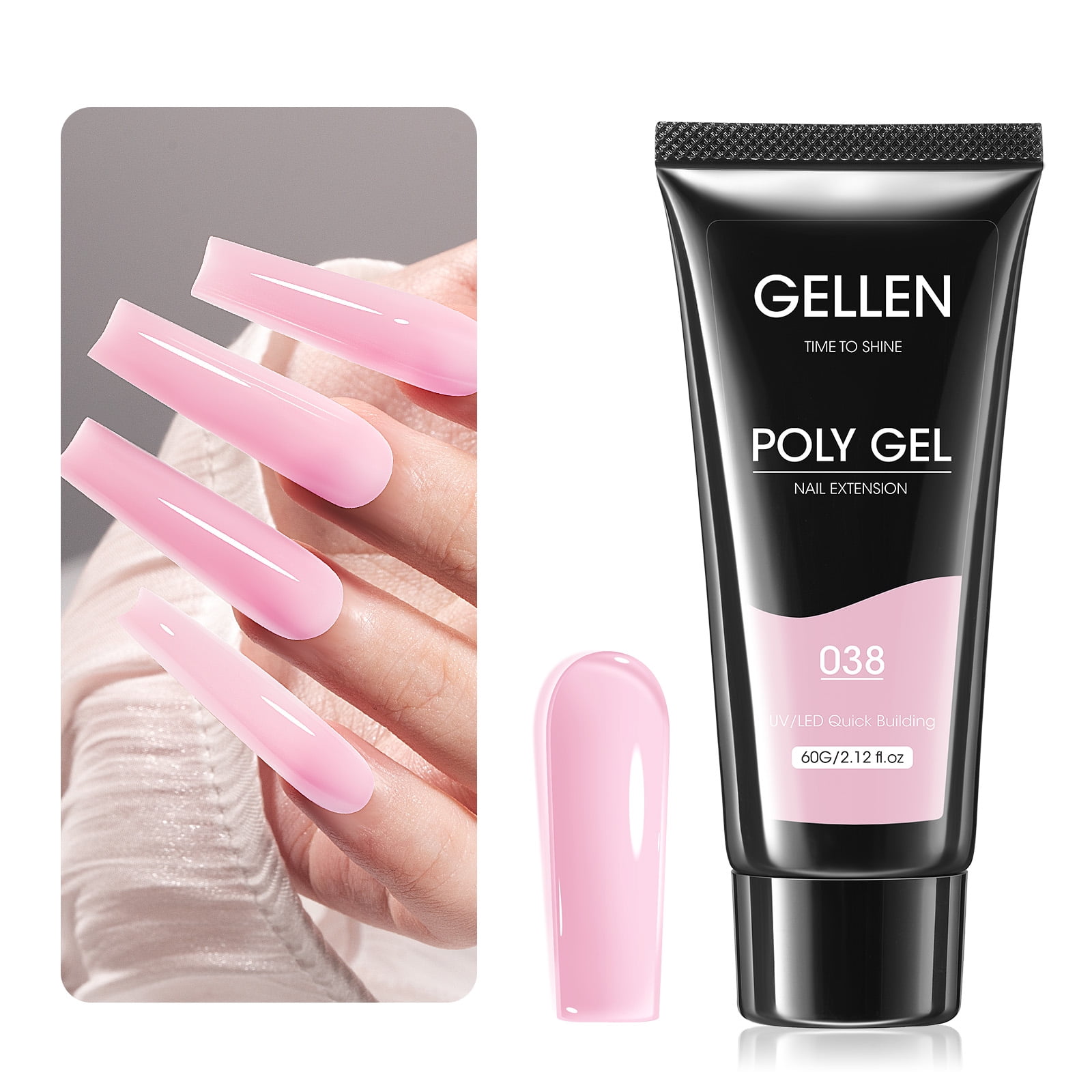 Gellen Poly Gel Nail Extension Gel, 60g Baby Pink Builder Nail Gel Long ...