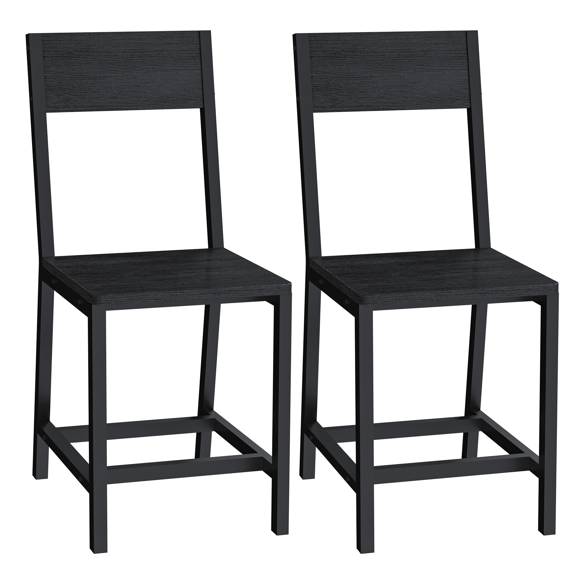 Gelloan Dining Chairs Set of 2, Rustic Wood Chairs with Metal Steel ...
