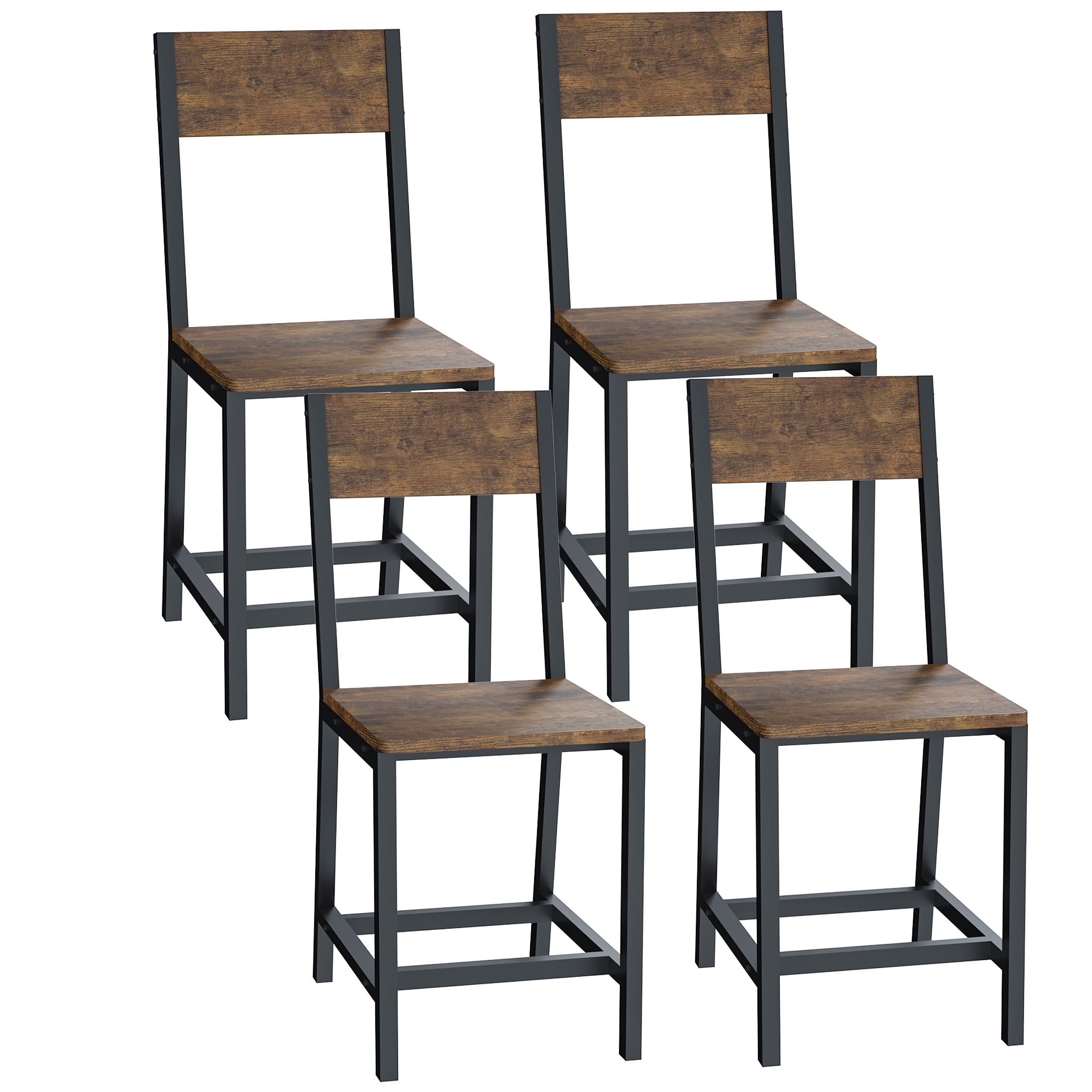 Gelloan Dining Chairs Set of 4, Rustic Wood Chairs with Metal Steel ...