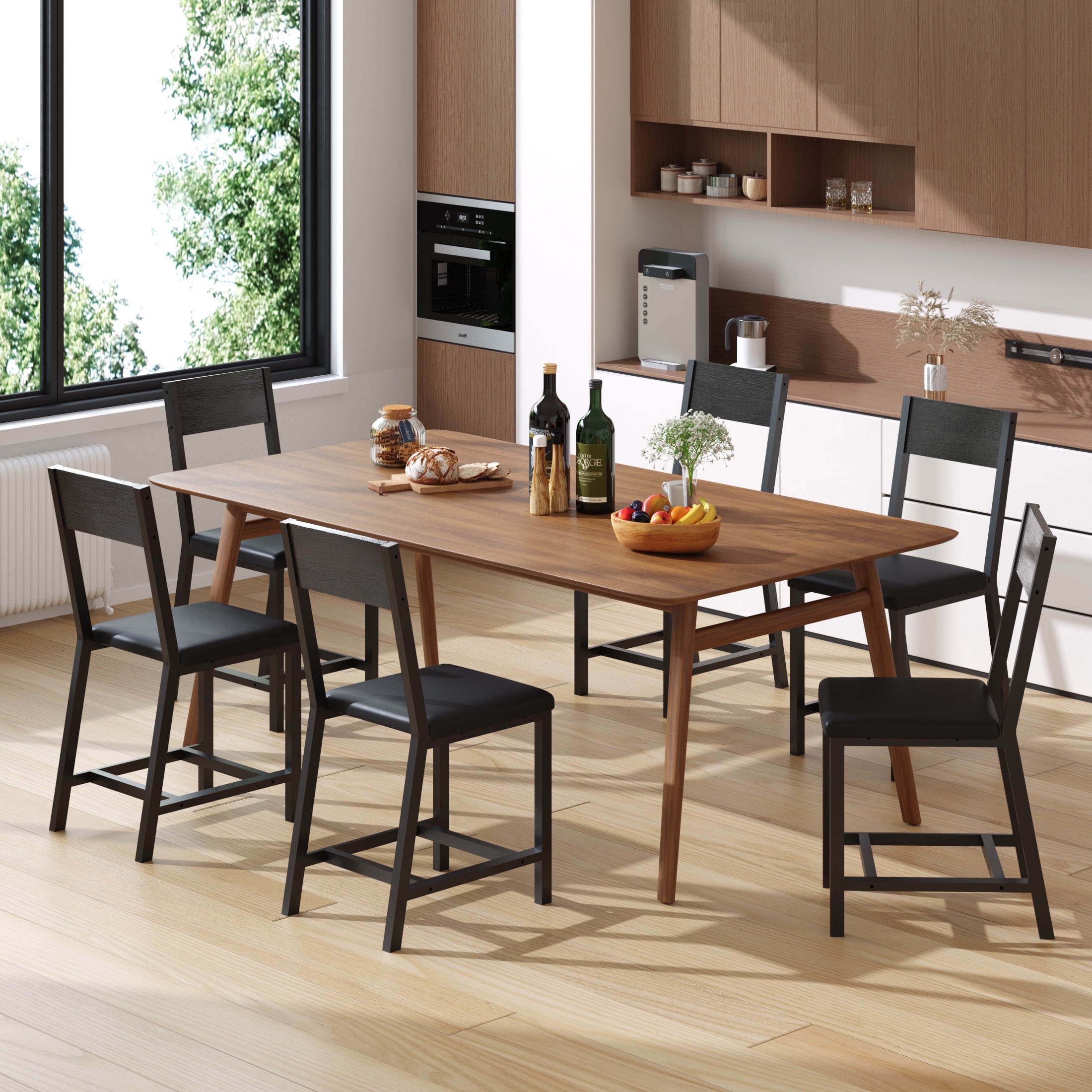 Gelloan Dining Chairs Set of 6, Rustic Wooden Kitchen Chairs with ...