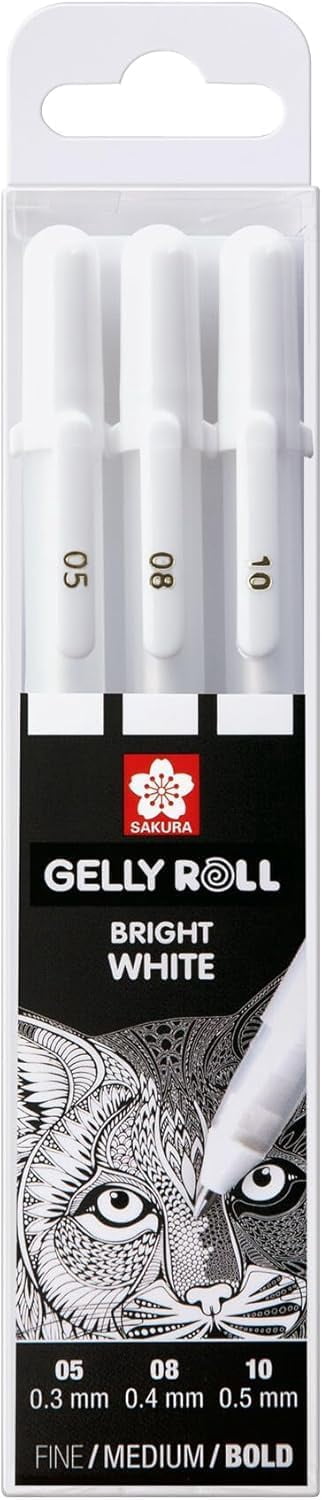 Gelly Roll Basic White Gel Pen Set of 3, Assorted Sizes | Opaque Pens ...
