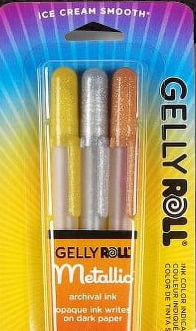 Gelly Roll Metallic Gel Pens, 10 mm, Green Purple Blue Ink, 3 Count, 3 ...