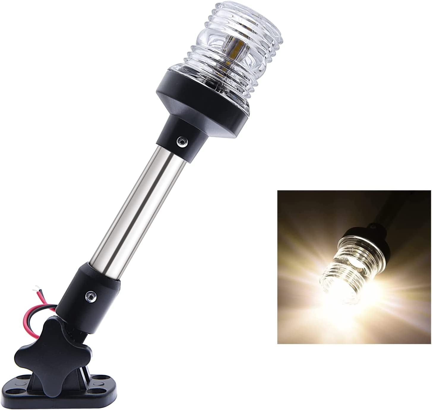 Geloo 10 inch Adjustable LED Boat Navigation Light with Fold Down 4 ...