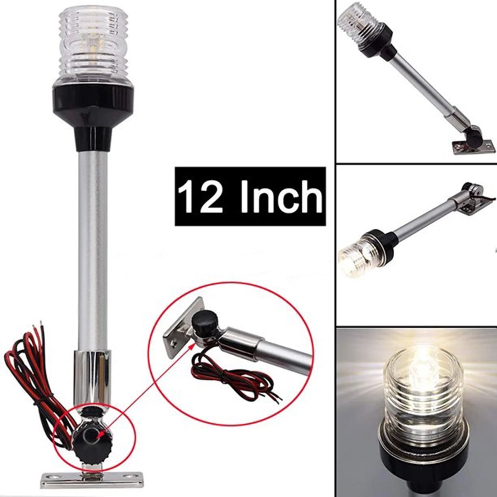 Geloo 12" Marine Pontoon Boat Navigation Light, Adjustable Stern Light ...