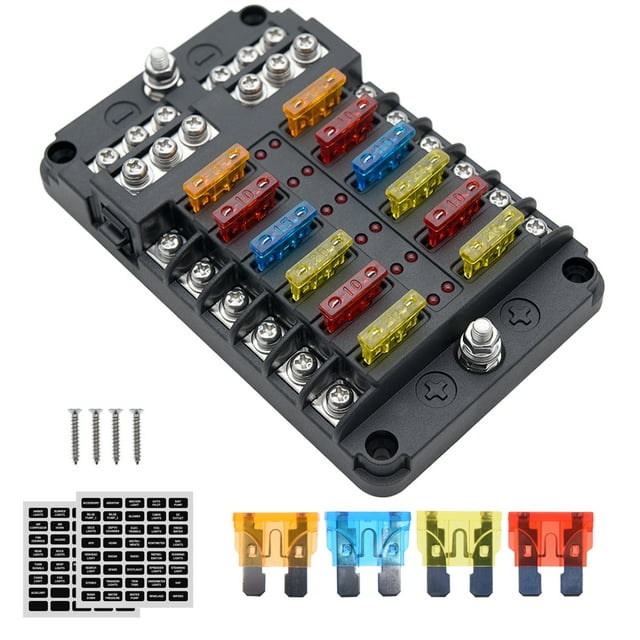 Geloo 12-Way Marine Fuse Block Blade Fuse Box 12V 32V for Car ...