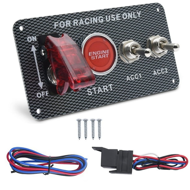 Geloo 12V Ignition Switch Panel Engine Start Push Button Toggle Switch Panel 4-Stage Switch for ...