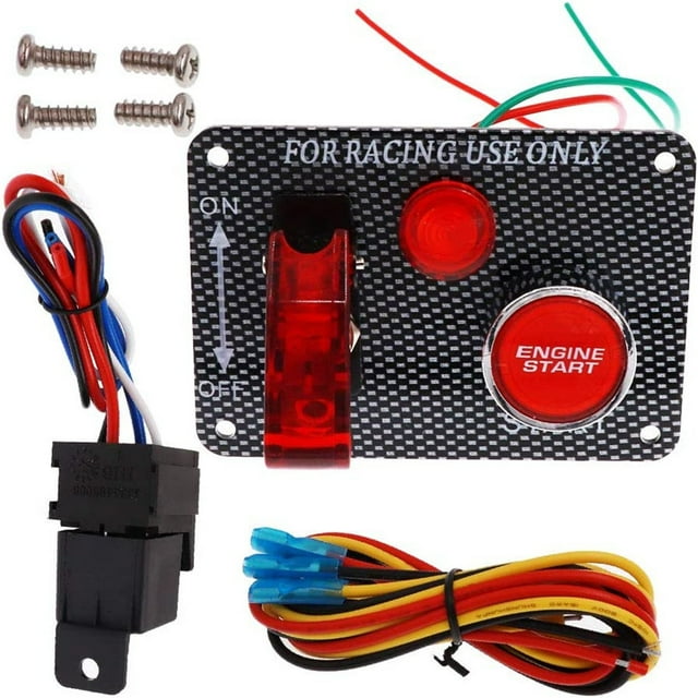 Geloo 12V Ignition Switch Panel with Engine Start Push Button Toggle ...
