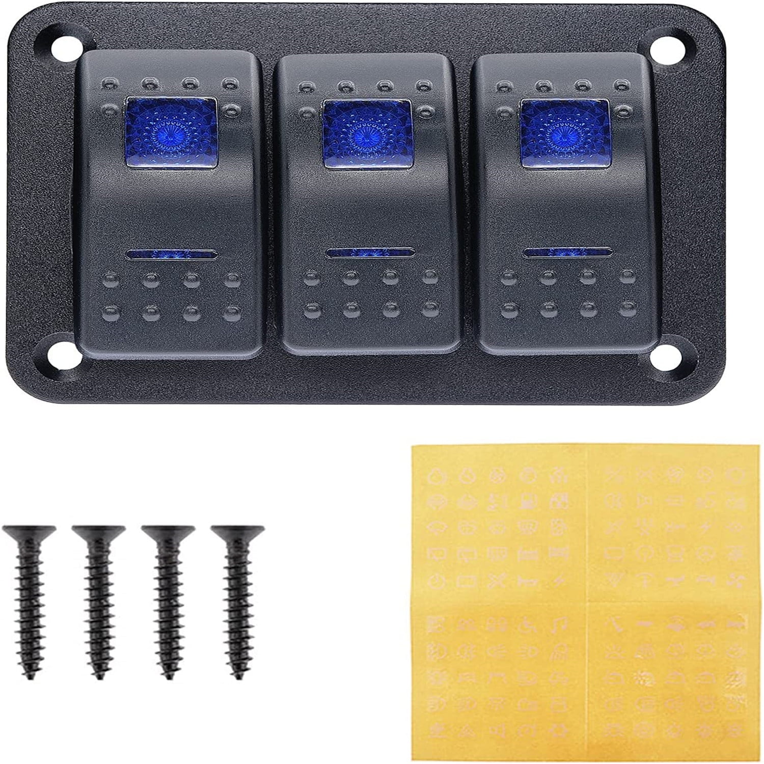 Geloo 3 Gang Rocker Switch Aluminum Panel Toggle Switches for ...