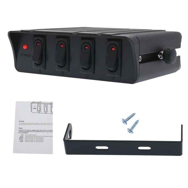 Geloo 4 Gang Rocker Switch Box 12V SPST On/Off Toggle Switch Panel for ...