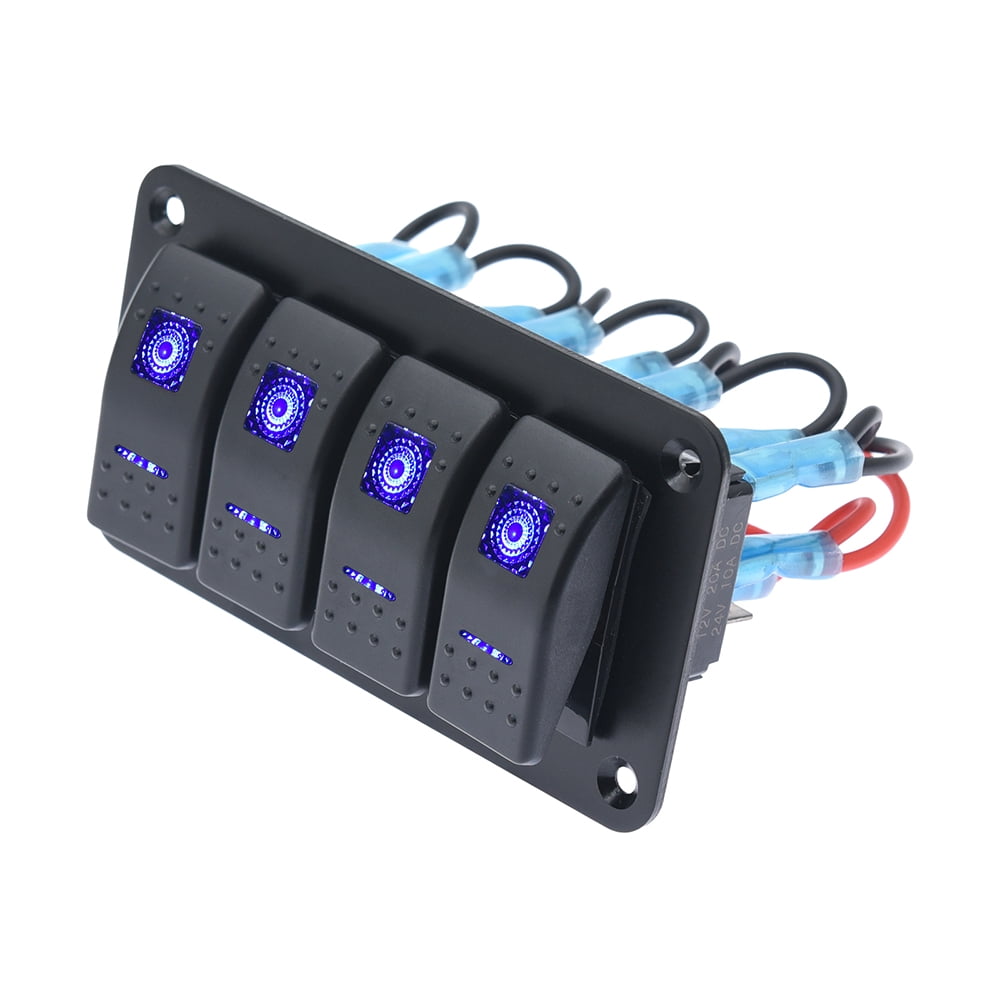 Geloo 4 Gang Rocker Switch Panel Waterproof Marine Switch Pre-Wired On ...